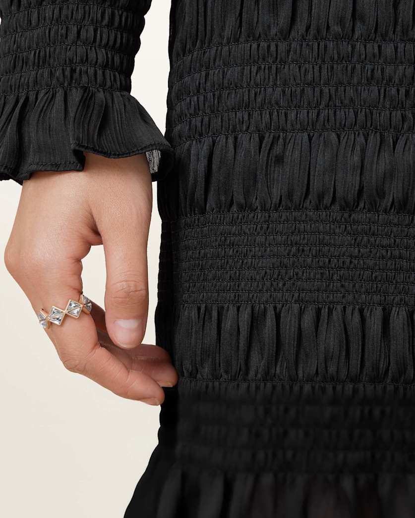 Meg Smocked Mini Dress Black | ALLSAINTS